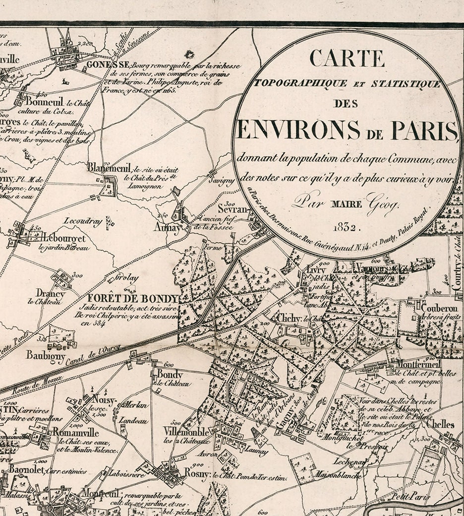 Map of Paris France 1832. Restoration Hardware Home Deco - Etsy
