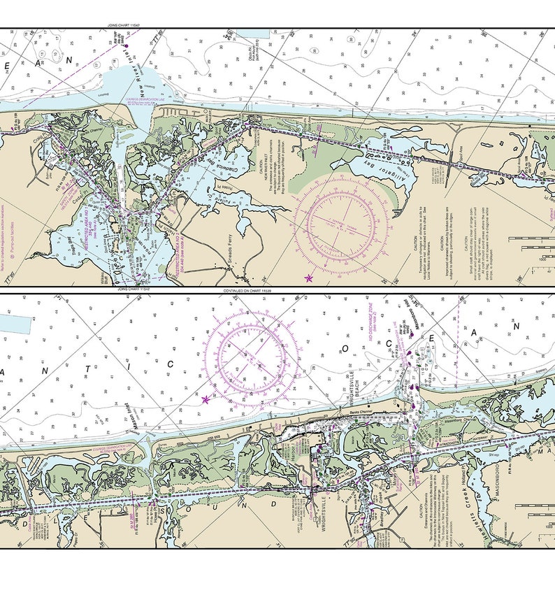 Nautical Charts of Neuse River to Myrtle Grove Sound in North - Etsy