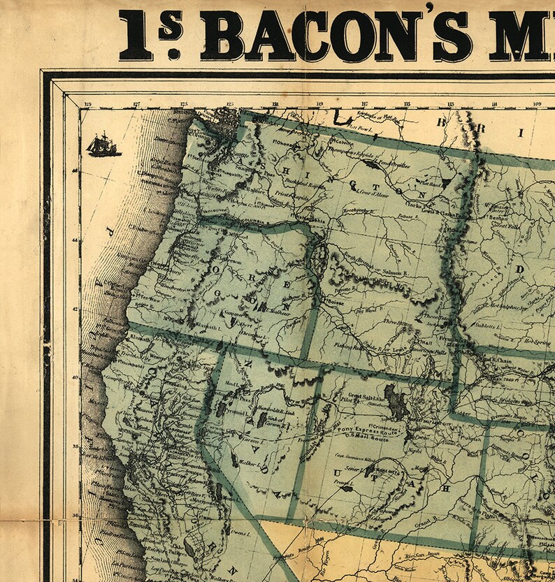 Bacon's Military Map of the United States 1862. Vintage | Etsy