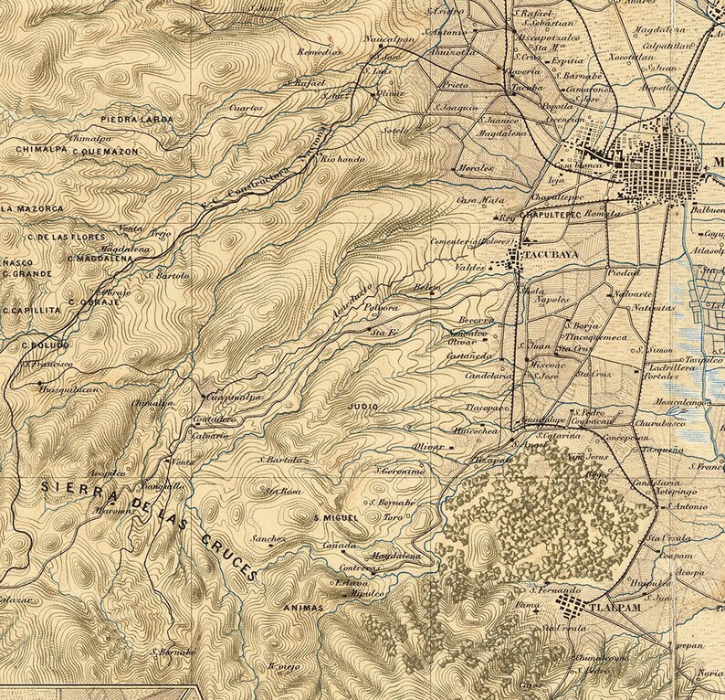 Map of Mexico and Its Suburbs 1885. Mexico Y Sus Cercanias. - Etsy