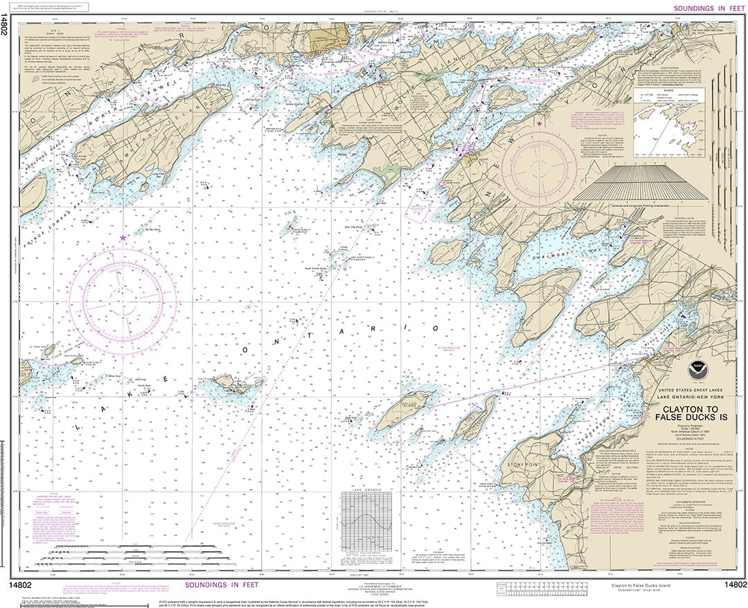 NOAA Nautical Charts of Clayton to False Ducks Island 14802 New York ...
