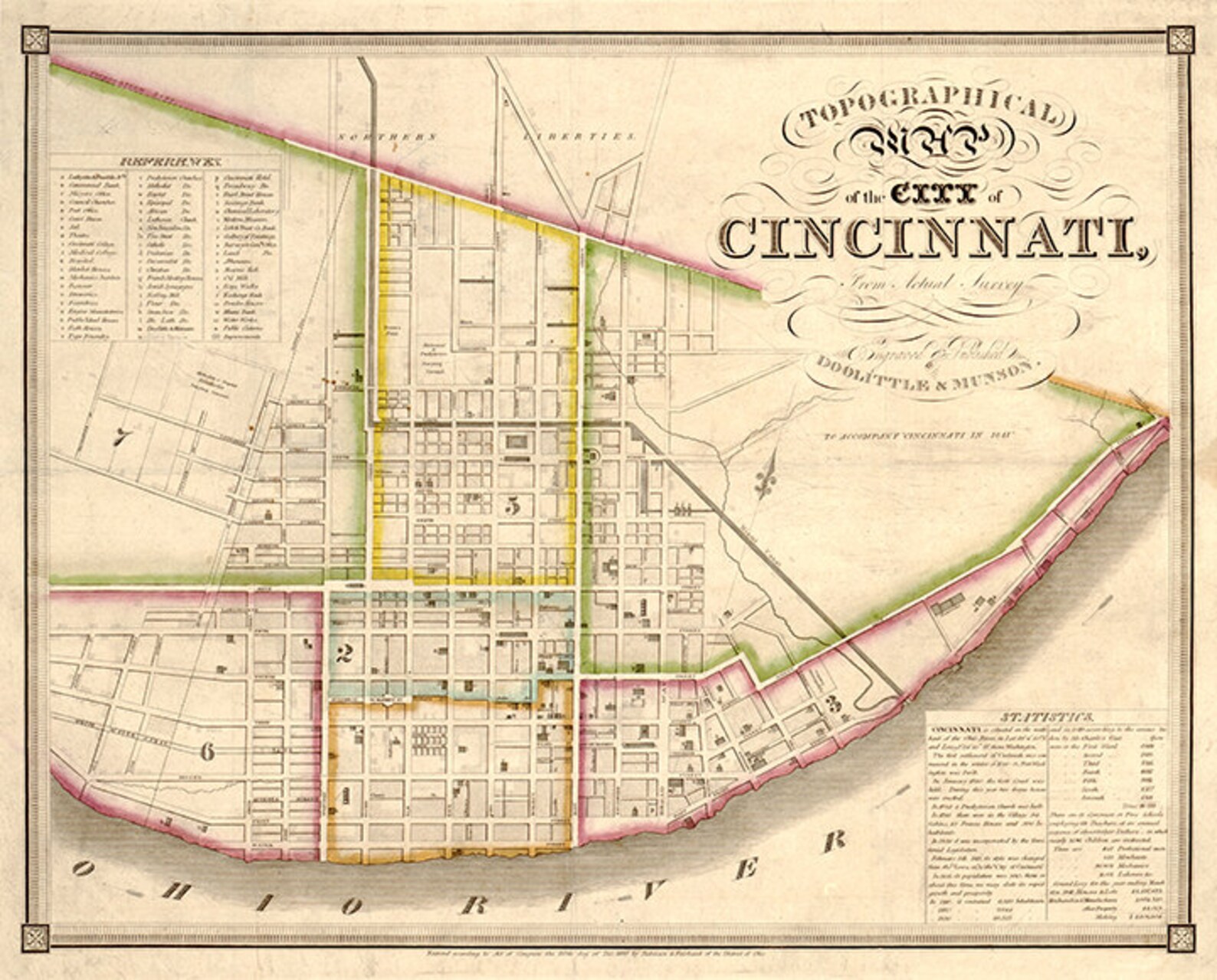 Map of Cincinnati Hamilton Co. Ohio 1838. Restoration | Etsy