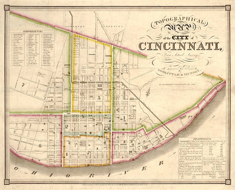 Map of Cincinnati, Hamilton Co., Ohio 1838. Restoration Hardware Home ...