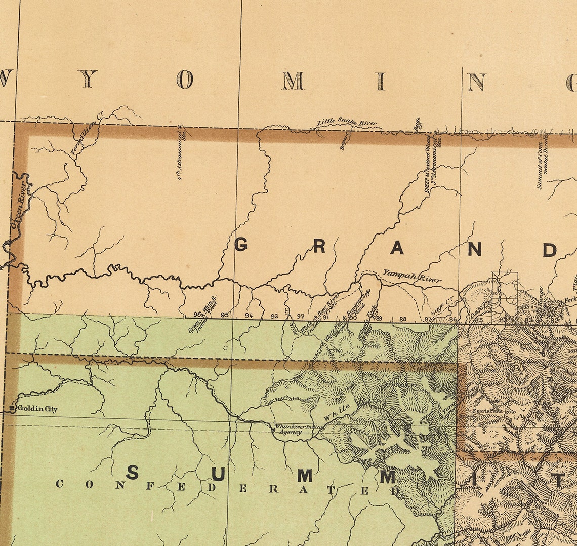 Map of Colorado 1876. Vintage restoration hardware home Deco | Etsy