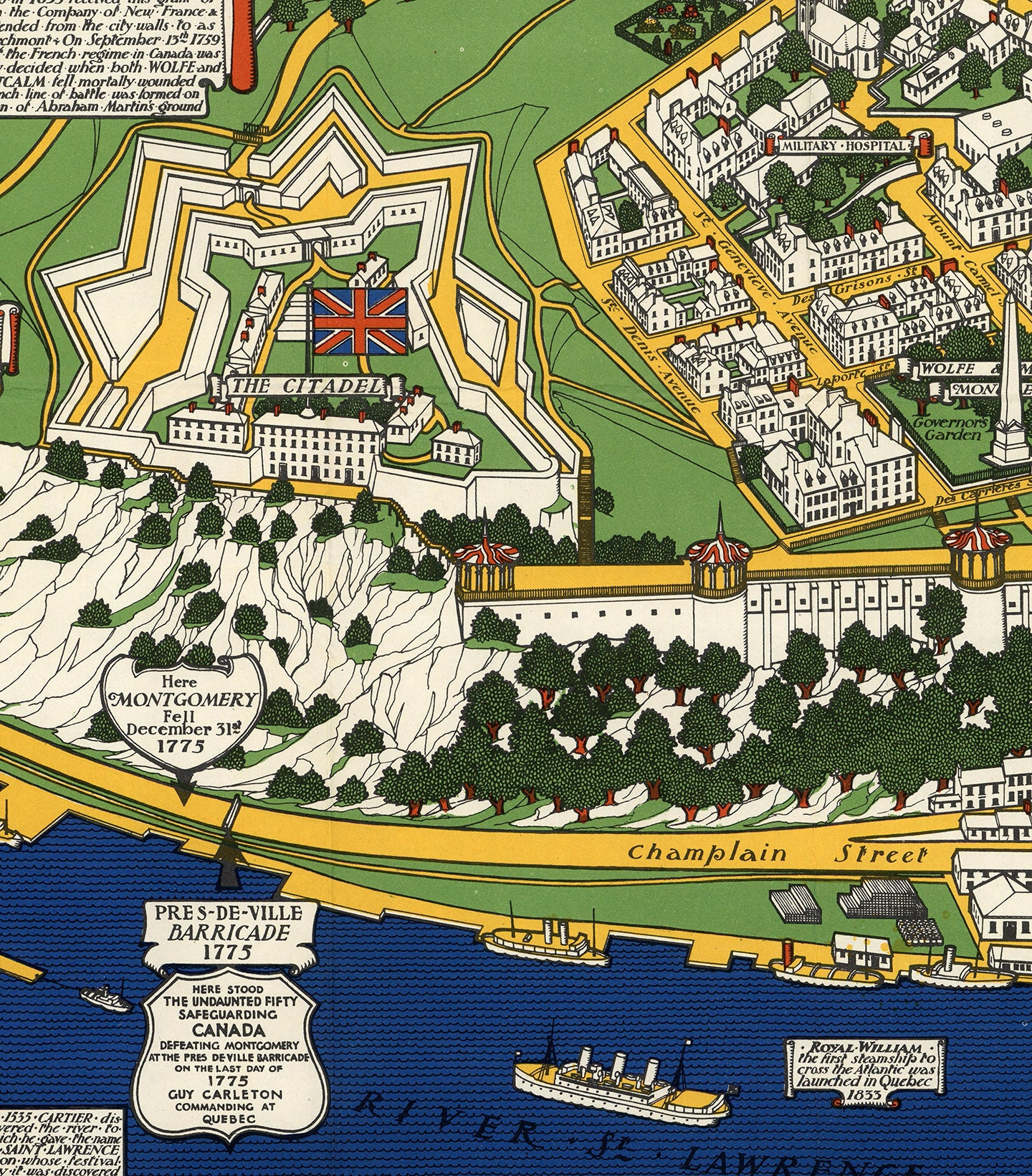 Pictorial Map of Quebec With Historical Notes. Vintage Home - Etsy