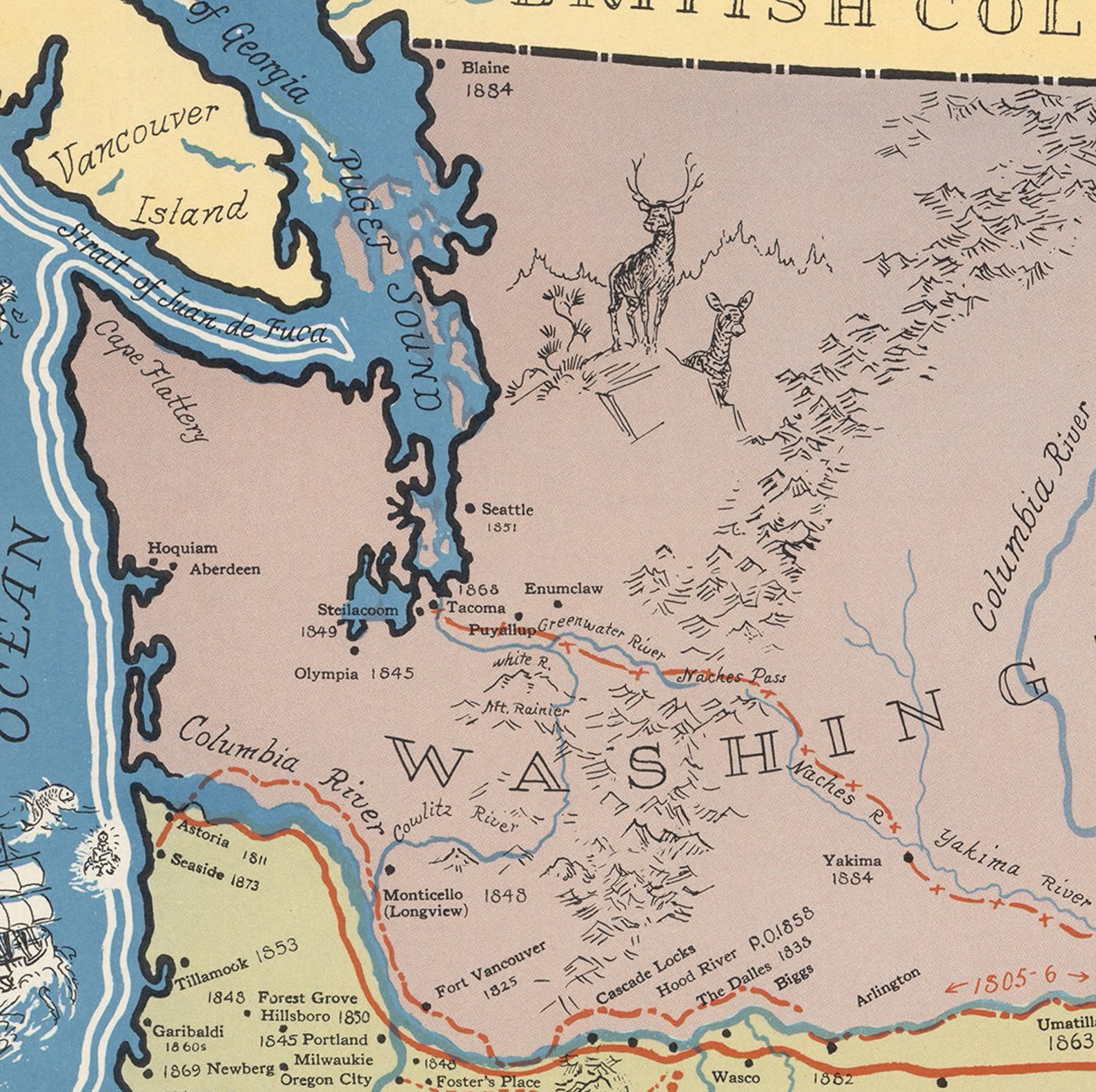 Map of Old Oregon Territory 1848. Vintage Home Deco Style Old - Etsy