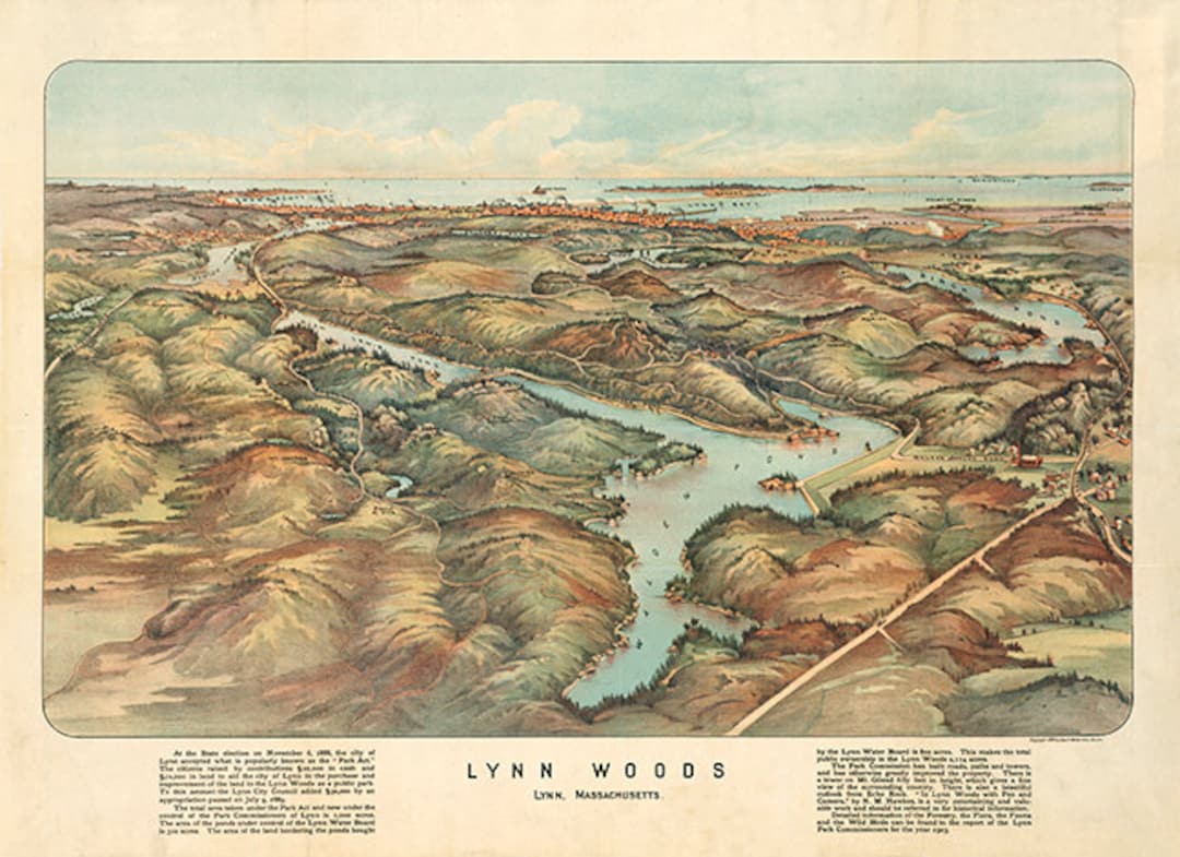 Map of Lynn Woods Reservation, Lynn, Essex Co, Massachusetts Ma., 1904 ...