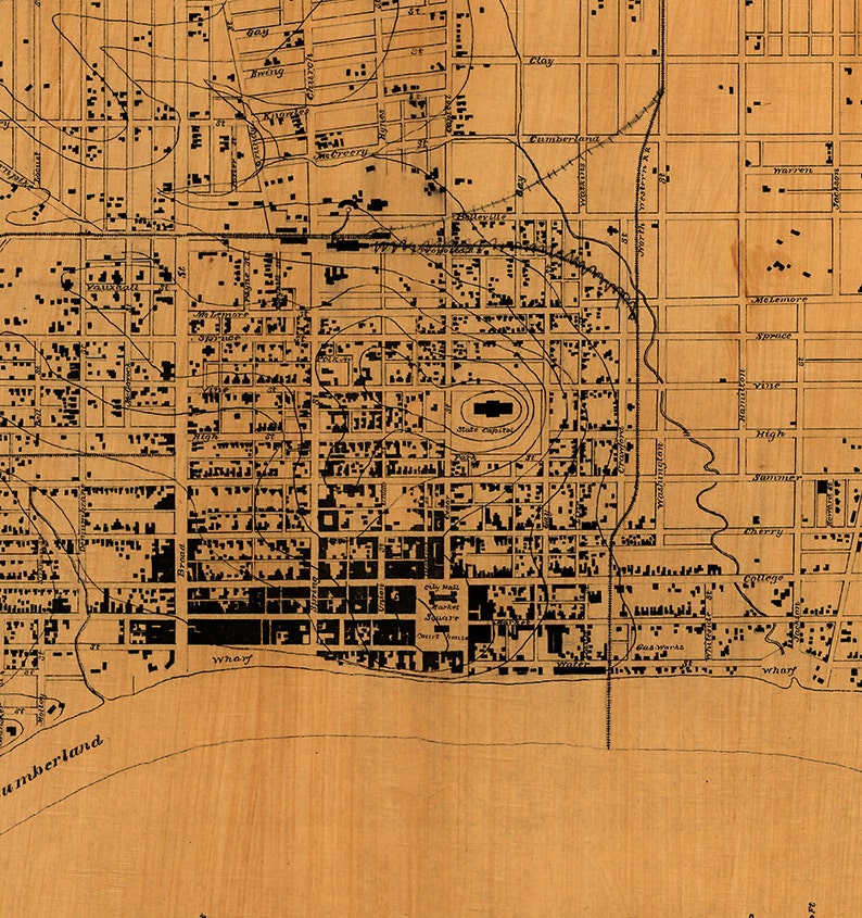 Map of Nashville, Davidson County, Tennessee TN, 1860. Restoration ...