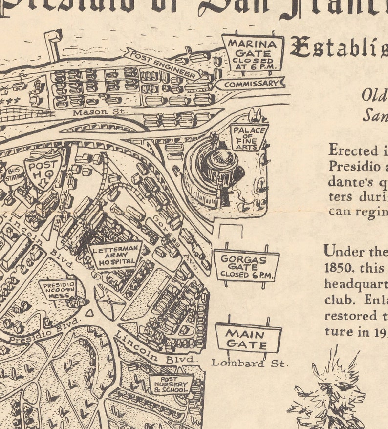 Map of Presidio of San Francisco. Home Decor Map Reproduction - Etsy