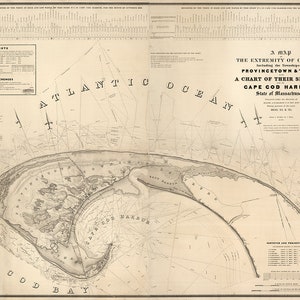 Nautical Chart of Map of Extremity of Cape Cod Bay., Massachusetts Ma ...
