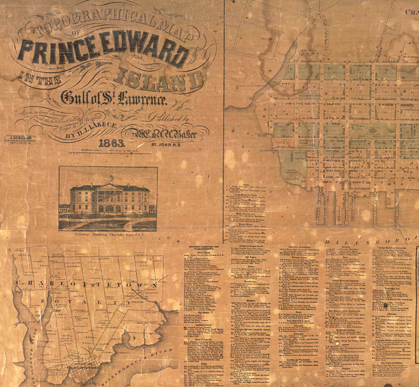 Map of Prince Edward Island, Gulf of St. Lawrence, 1863. Vintage ...