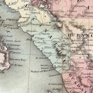 Map of Mexico, Mapa De Los Estados Unidos De Méjico, 1862. Vintage ...