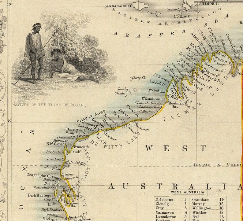 Map of Australia 1851 Restoration Hardware Home Deco Style - Etsy