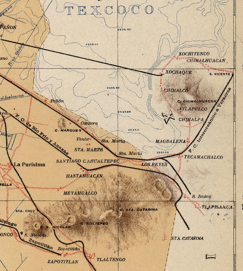 Map of Distrito Federal Mexico 1922. Vintage Restoration - Etsy