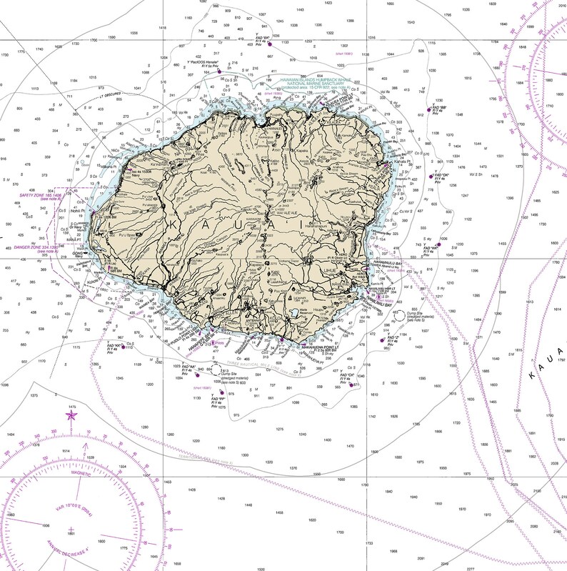 Nautical Charts of Oahu to Niihau. 19380 Hawaii Map Reproduction - Etsy