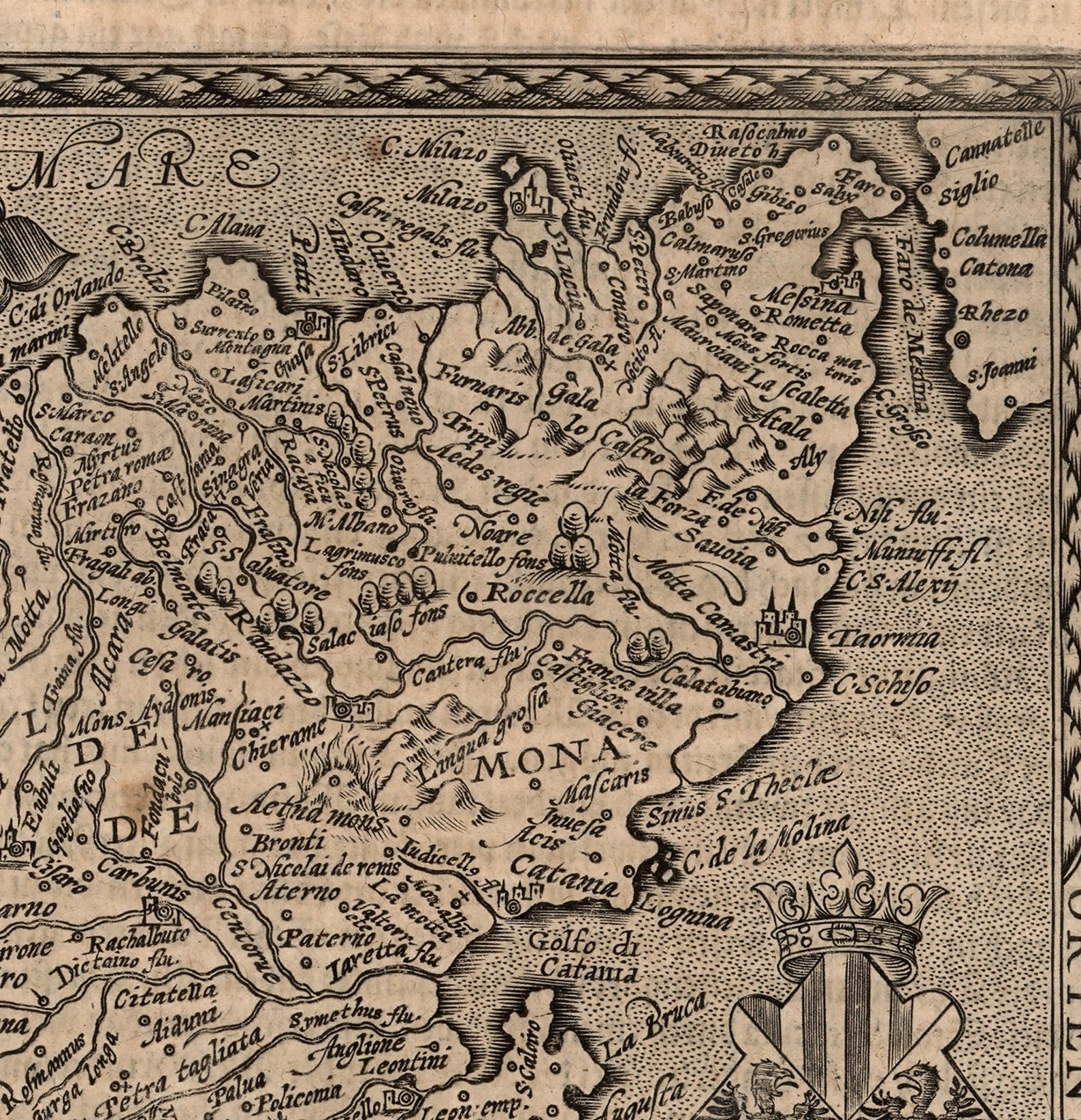 Map of Sicily Italy 1600s. Vintage Home Deco Style Old Wall - Etsy