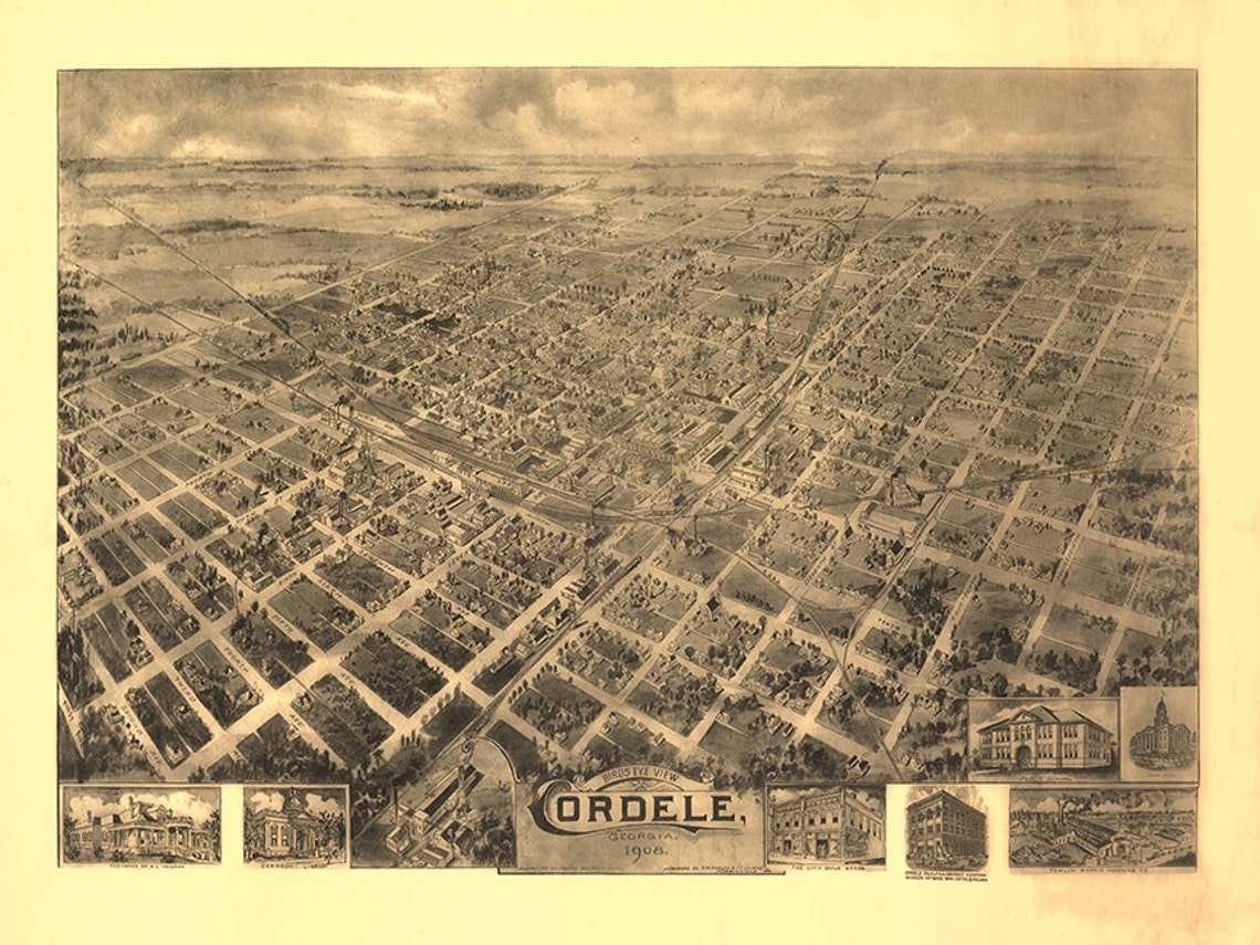 Map of Cordele Georgia Ga. Crisp County. 1908. Vintage - Etsy