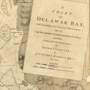 Nautical Map of Delaware Bays 1779. Restoration Hardware Home Deco ...