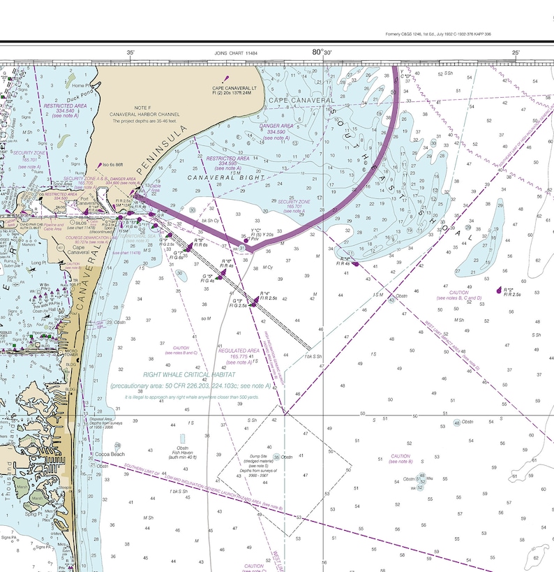Cape Canaveral to Bethel Shoal Map – NOAA Nautical Chart 11476 ...