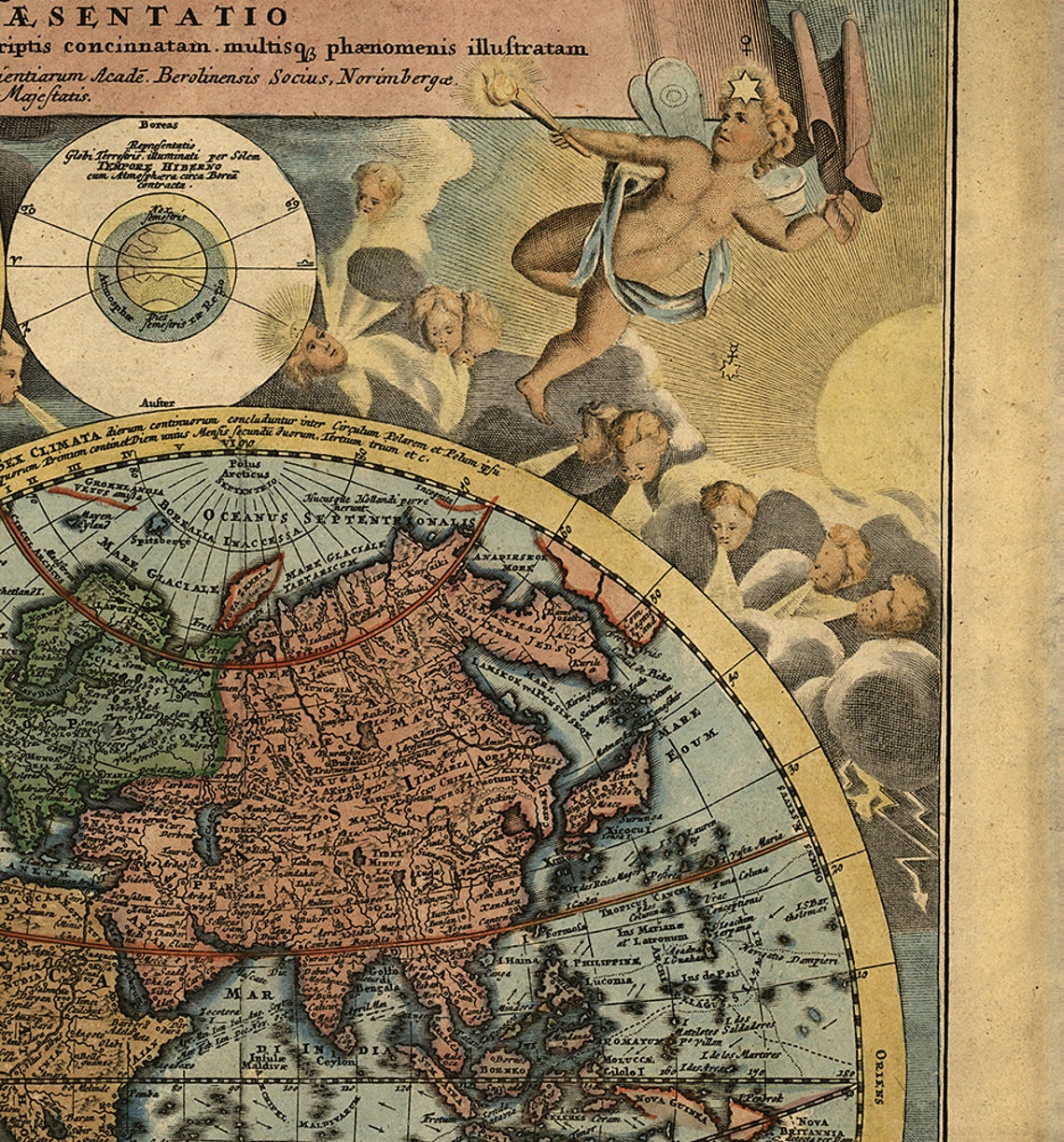 World Atlas Map of 1716 by Johann Baptist Homann. Restoration - Etsy