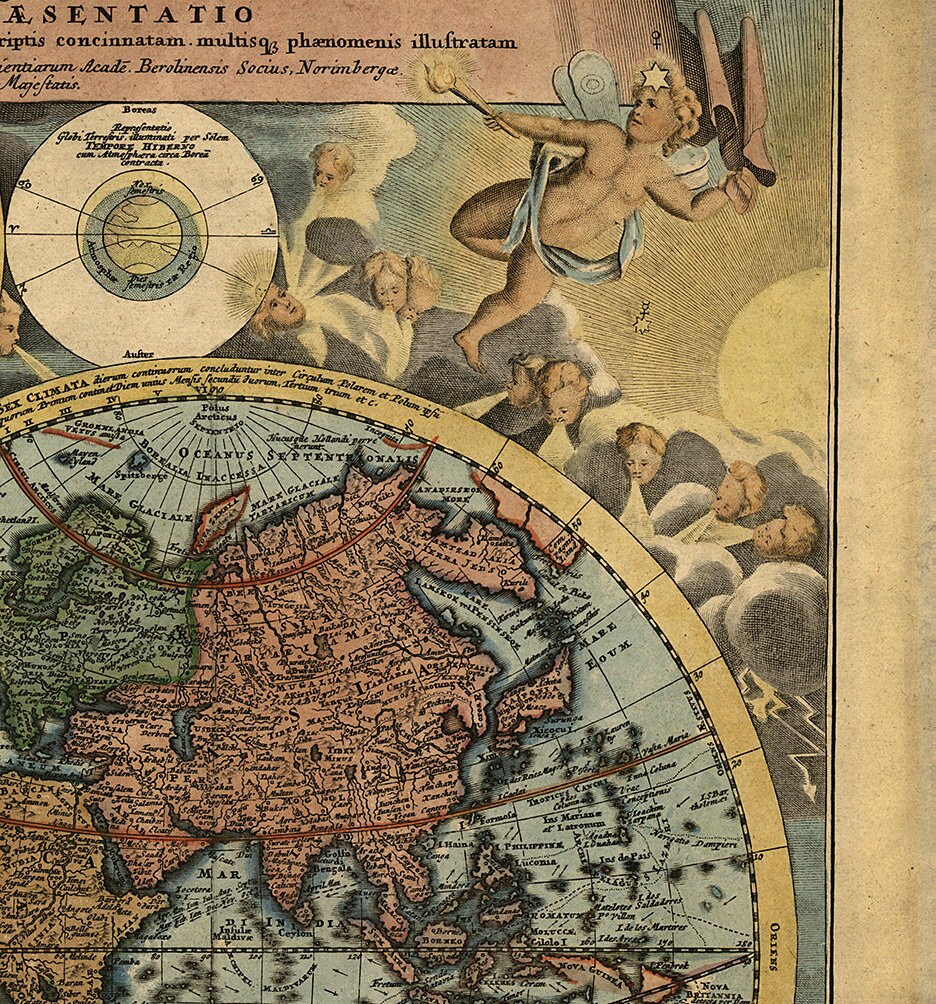 World Atlas Map of 1716 by Johann Baptist Homann. Restoration | Etsy