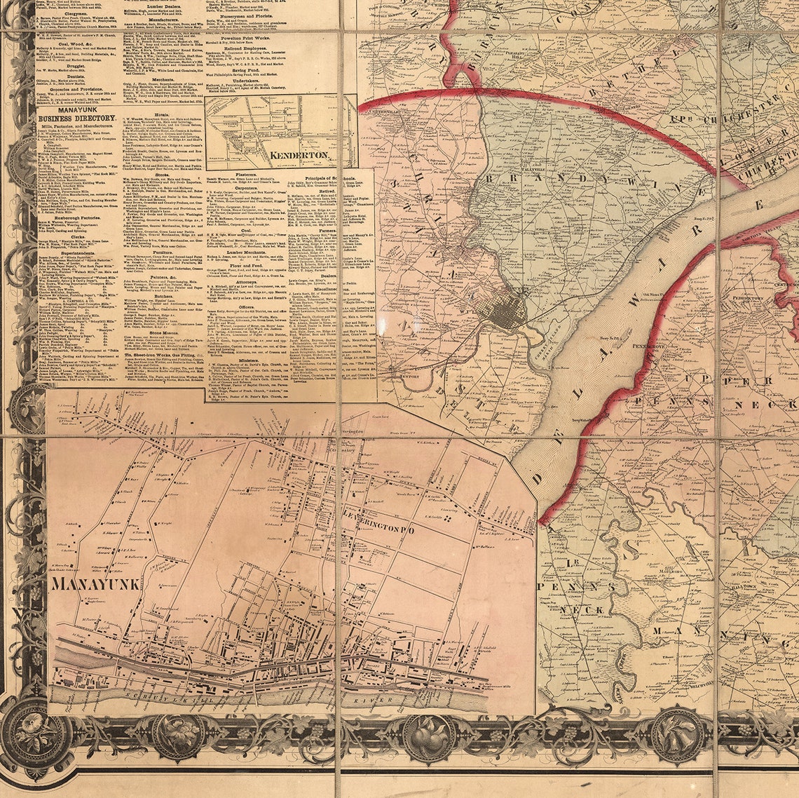 Map of Philadelphia Pennsylvania PA 1860. Vintage home Deco | Etsy