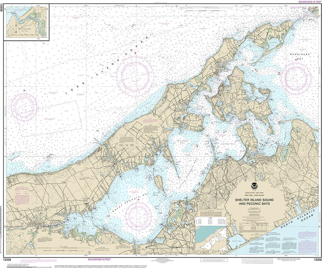 Nautical Charts of Shelter Island Sound and Peconic Bays. 12358 Noyack ...