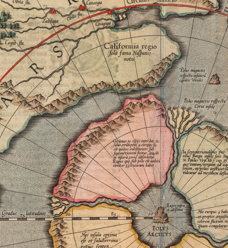 Map of 1595 Flat Earth Map Septentrionalium Terrarum North - Etsy