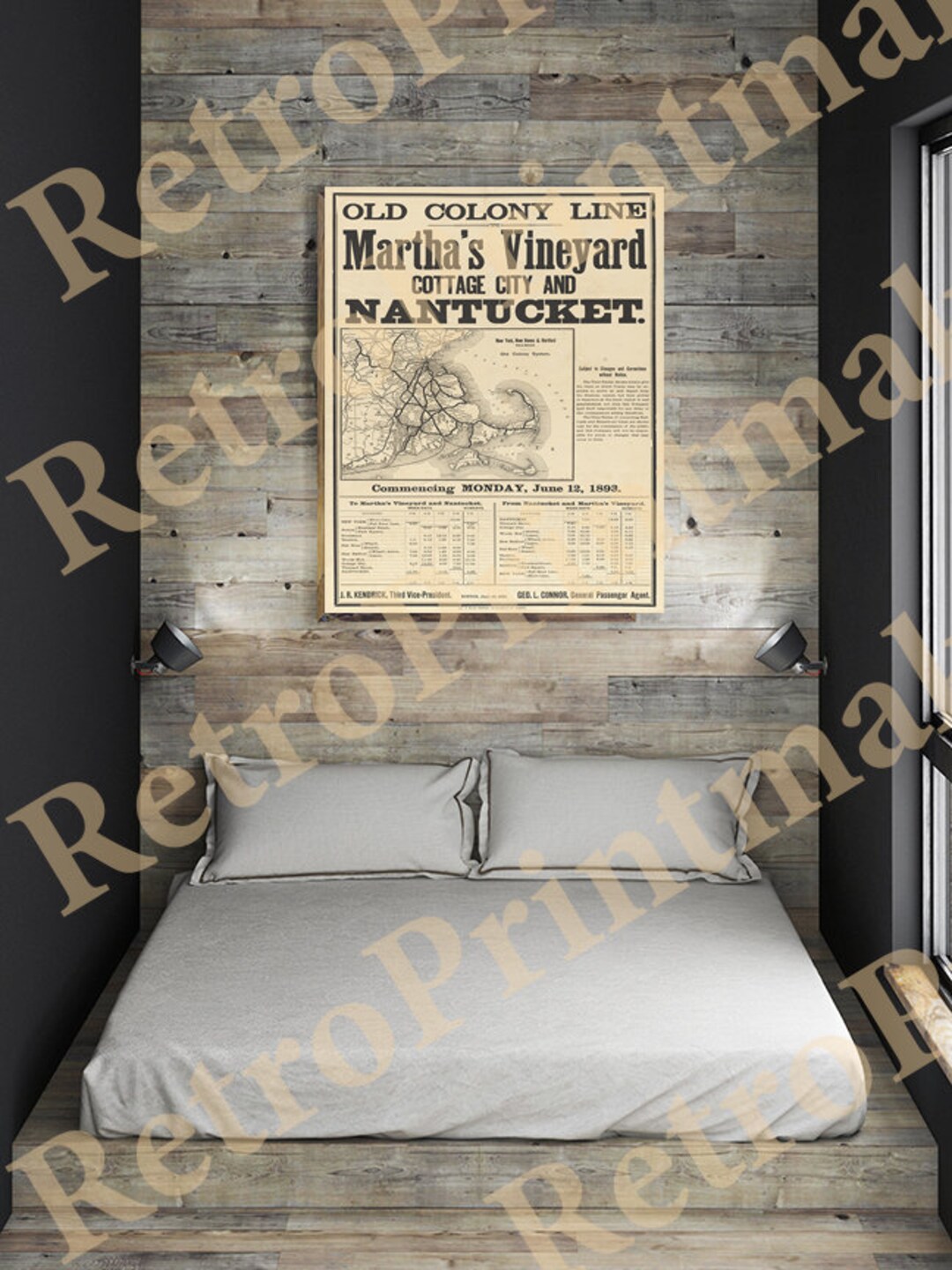 Railway Map of Old Colony Line, 1893. Vintage Restoration Hardware Home ...