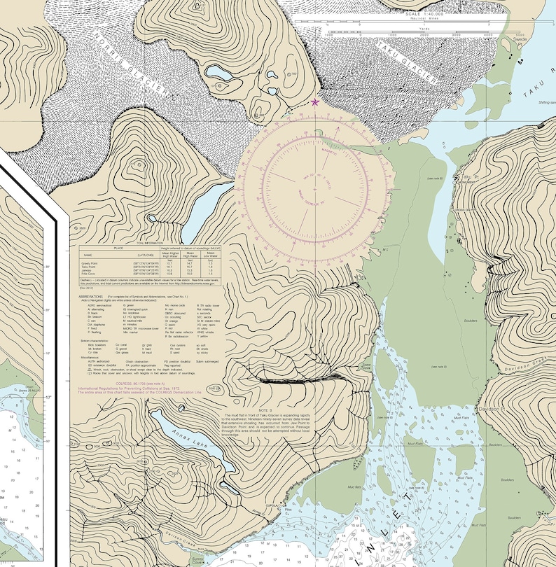 Gastineau Channel & Taku Inlet Map – Juneau Harbor Alaska Nautical Chart NOAA 17315 Reproduction ...