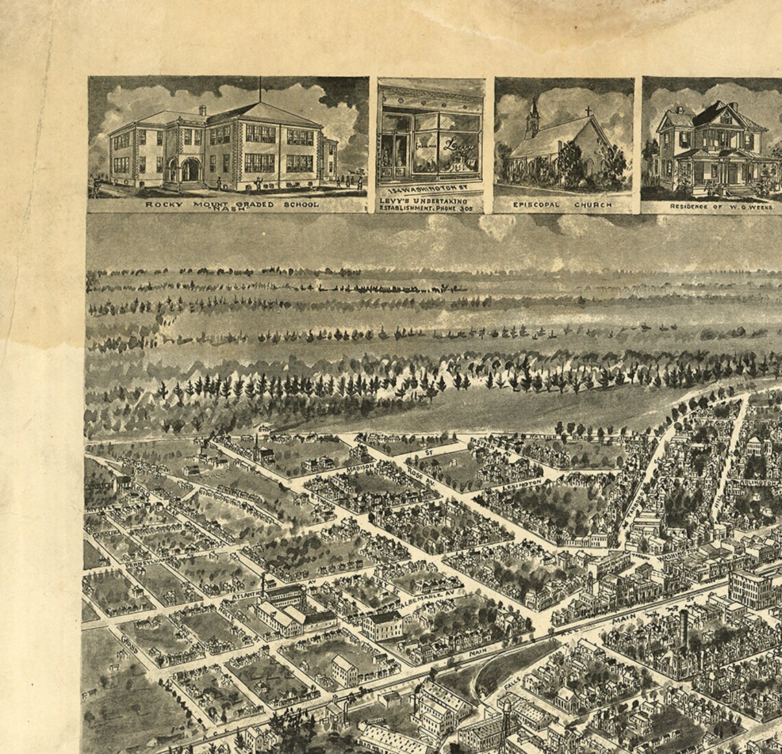 Map of Rocky Mount Edgecombe and Nash Co. North Carolina N.C. - Etsy