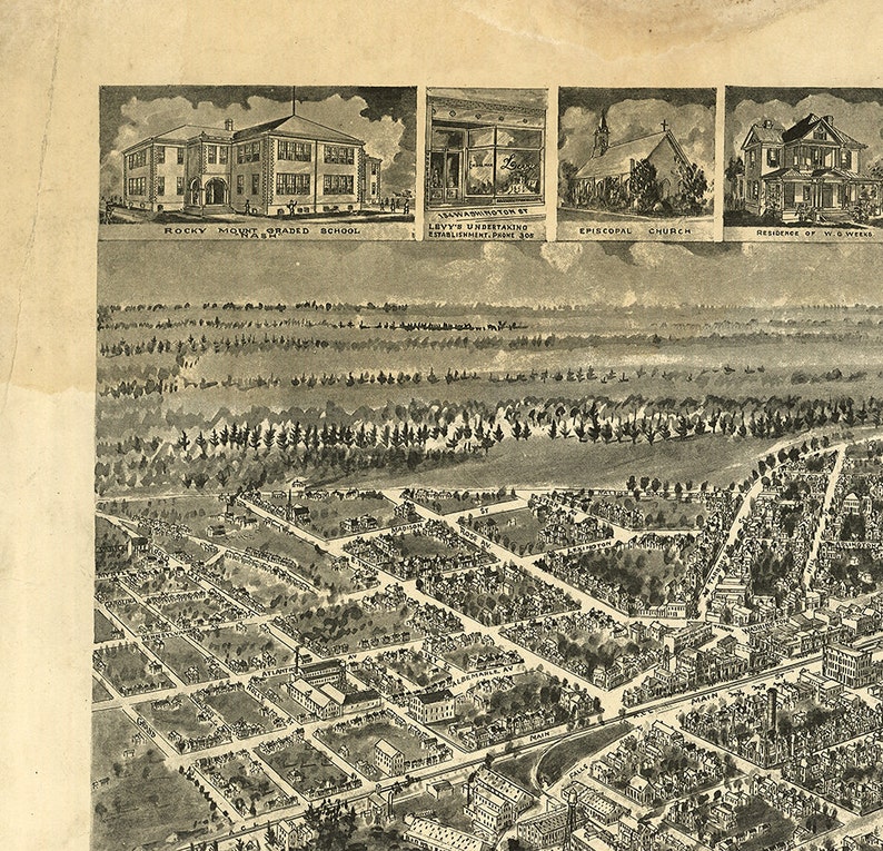 Map of Rocky Mount Edgecombe and Nash Co. North Carolina N.C. - Etsy