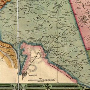 Map of Mercer County., New Jersey (NJ) 1849; Vintage Home Decor Style ...
