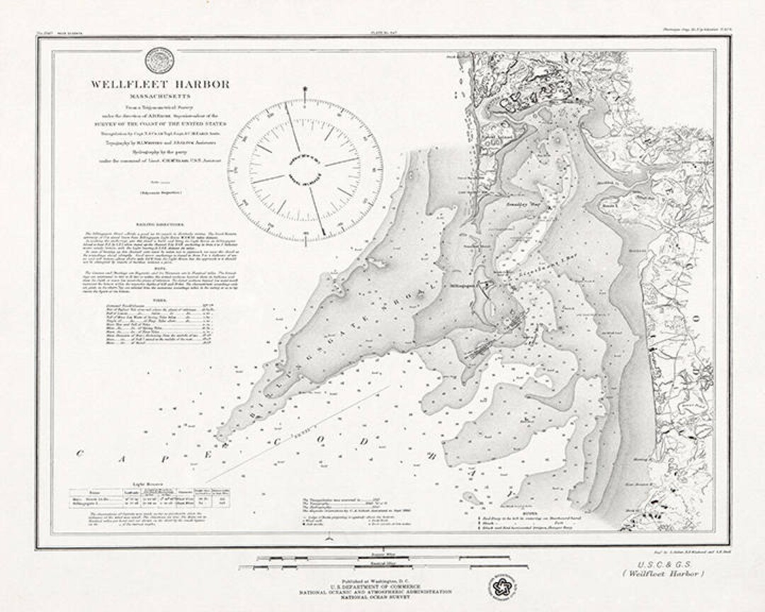 Map of Wellfleet Harbor Nautical Charts, Massachusetts Ma., 1976 ...