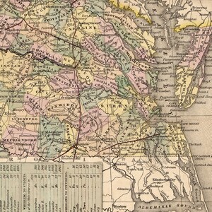 Map of Virginia State, VA. 1853. Vintage Reproduction Map. Includes ...