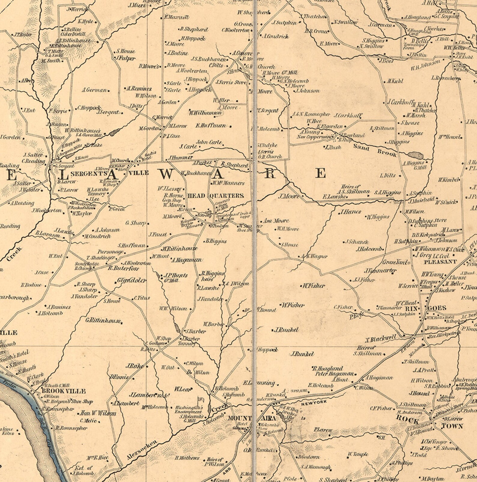 Map of Hunterdon County, New Jersey 1851. Vintage Restoration Hardware ...