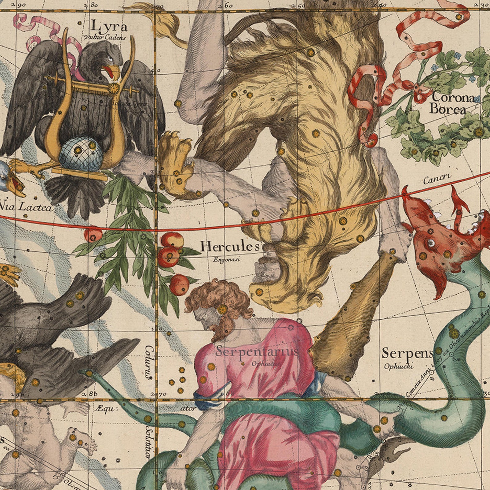 Mapping the Heavens in 1693 Plate 5. Hercules Sagittarius - Etsy