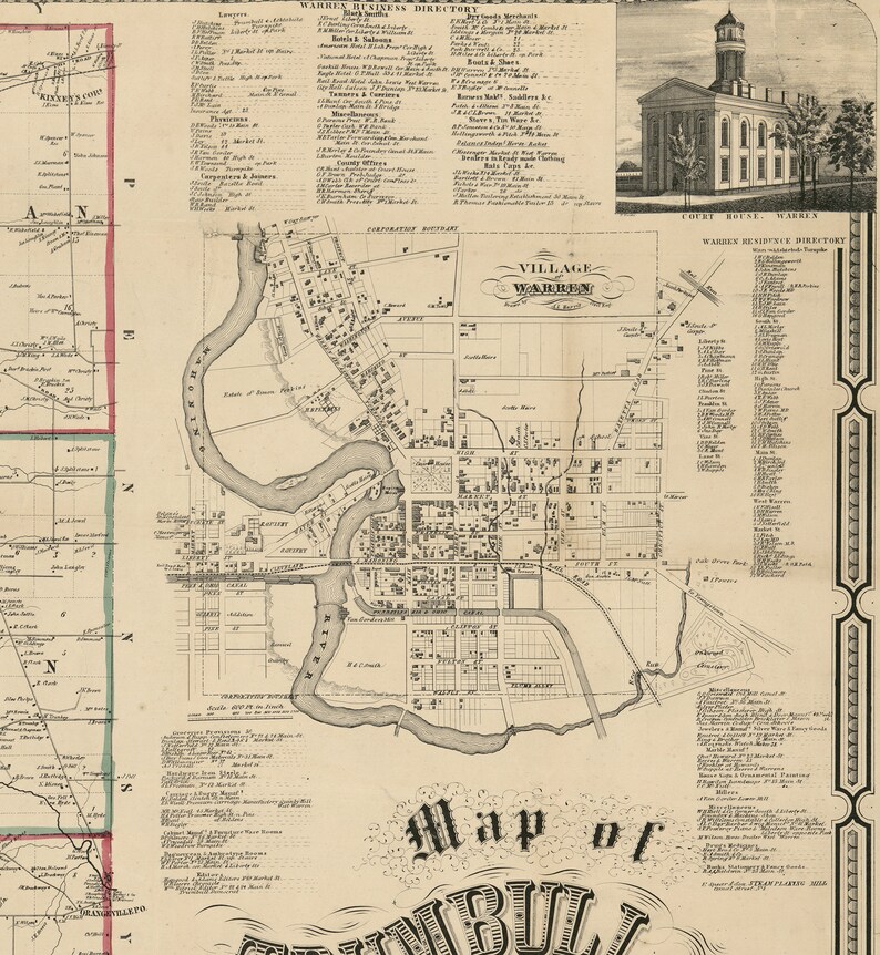 Map of Trumbull County Ohio. Vintage Home Deco Style Old Wall | Etsy