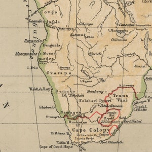 Map of Africa, 1880. Vintage Home Deco Style Old Wall Reproduction Map ...
