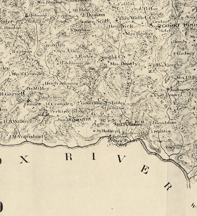 Map of Cumberland Co. Virginia Va. 1864. Vintage Restoration - Etsy