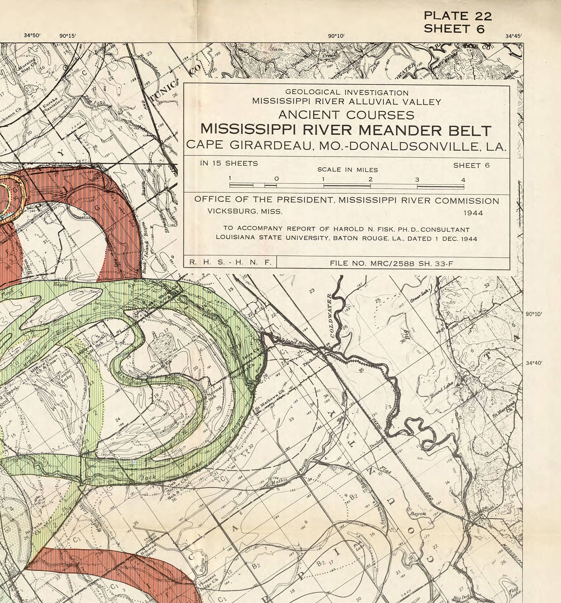 Plate 22, Sheet 6 of Fisk's Mississippi River Meander Belt Map ...