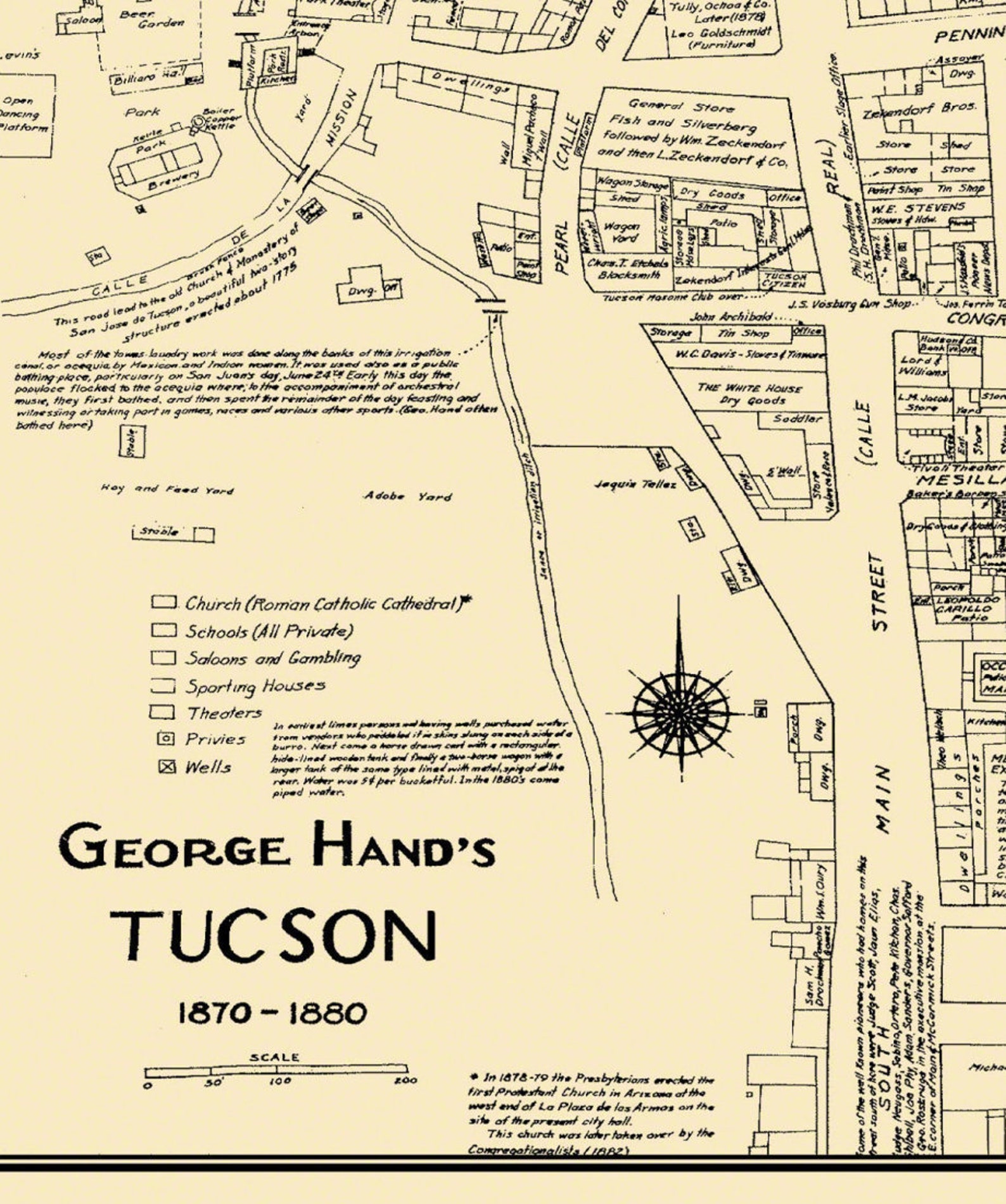 Map of Tucson, Pima Co., Arizona. 1870. Restoration Hardware Home Deco ...