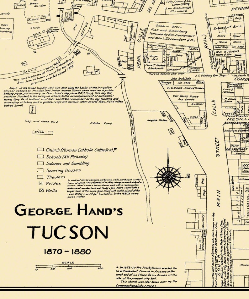 Map of Tucson Pima Co. Arizona. 1870. Restoration Hardware - Etsy