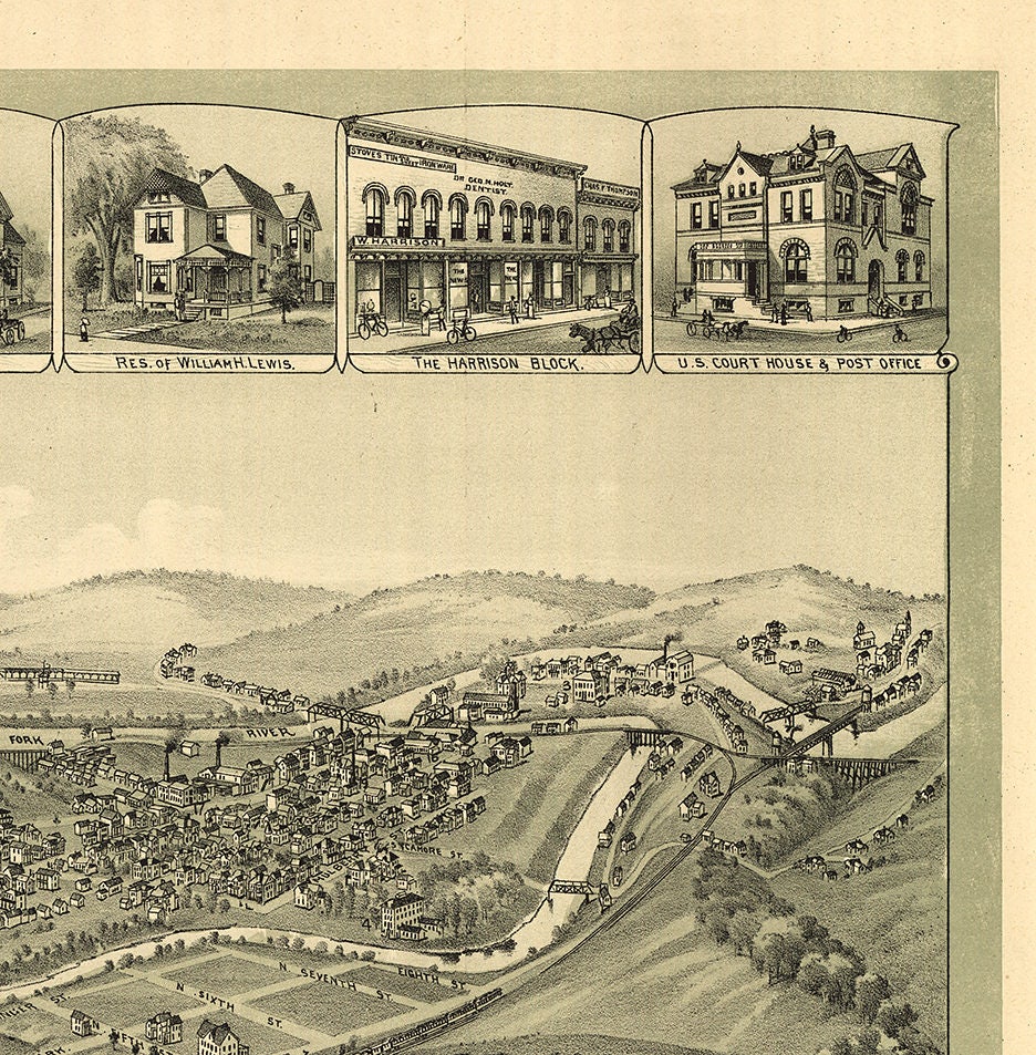 Map of Clarksburg Harrison Co. West Virginia WV. 1898. - Etsy