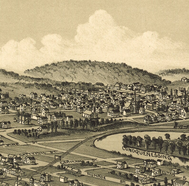 Map of Harmony, Butler County, Pennsylvania PA 1901. Panoramic View ...