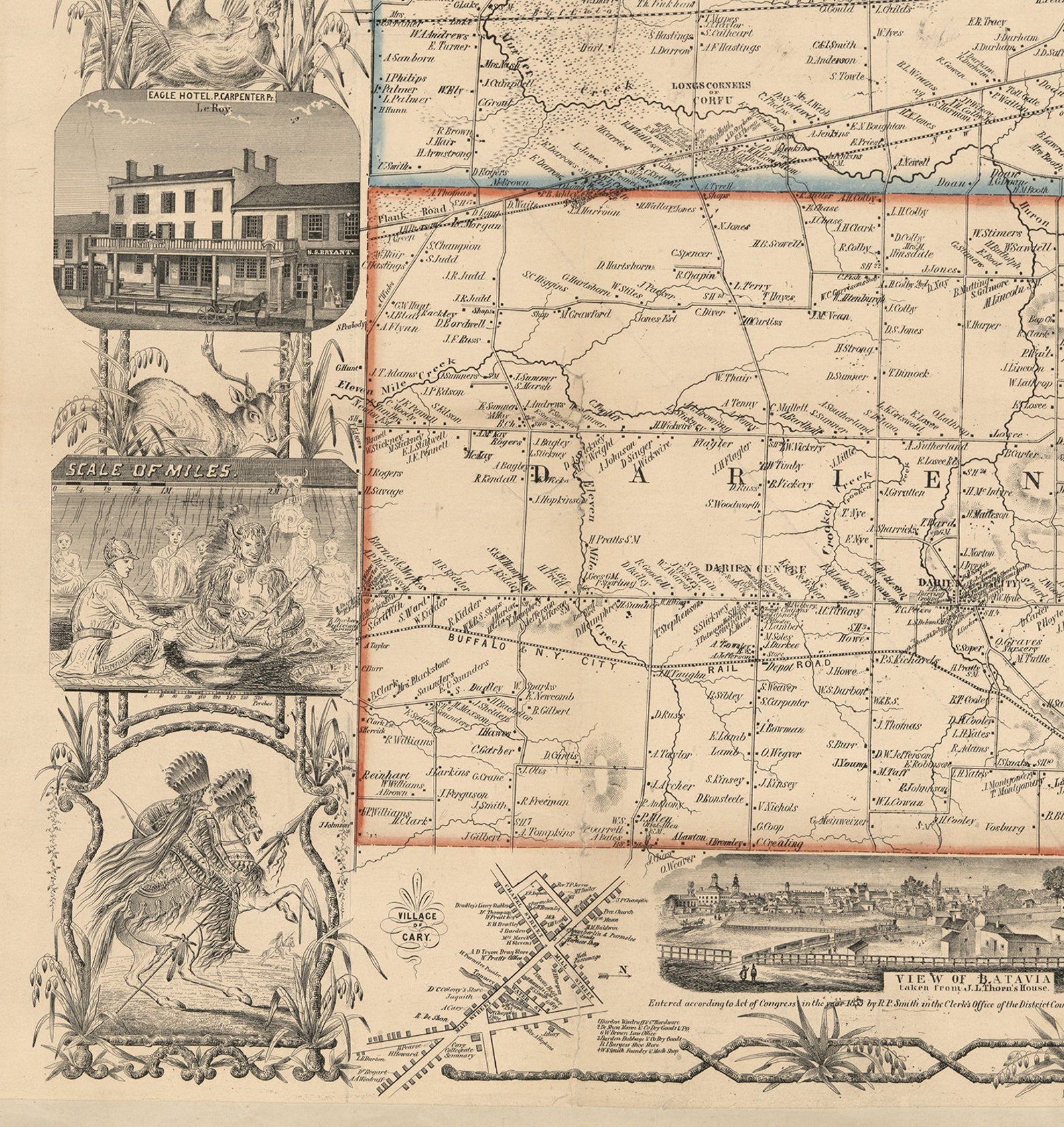 Map of Genesee County New York NY 1854 Home Deco Style Old - Etsy