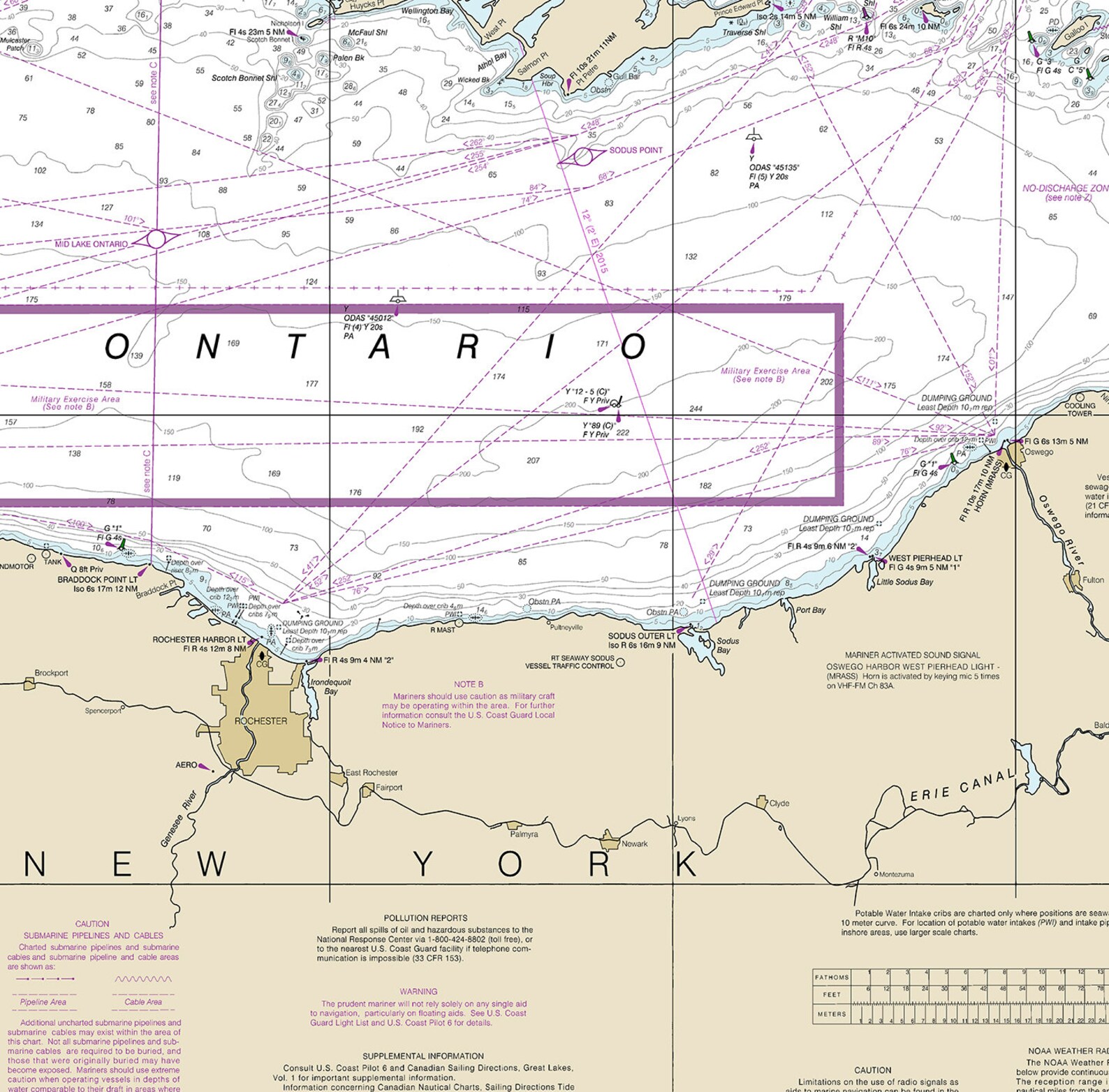 Nautical Charts of Lake Ontario. Lake Erie. Great Lakes. Lake - Etsy