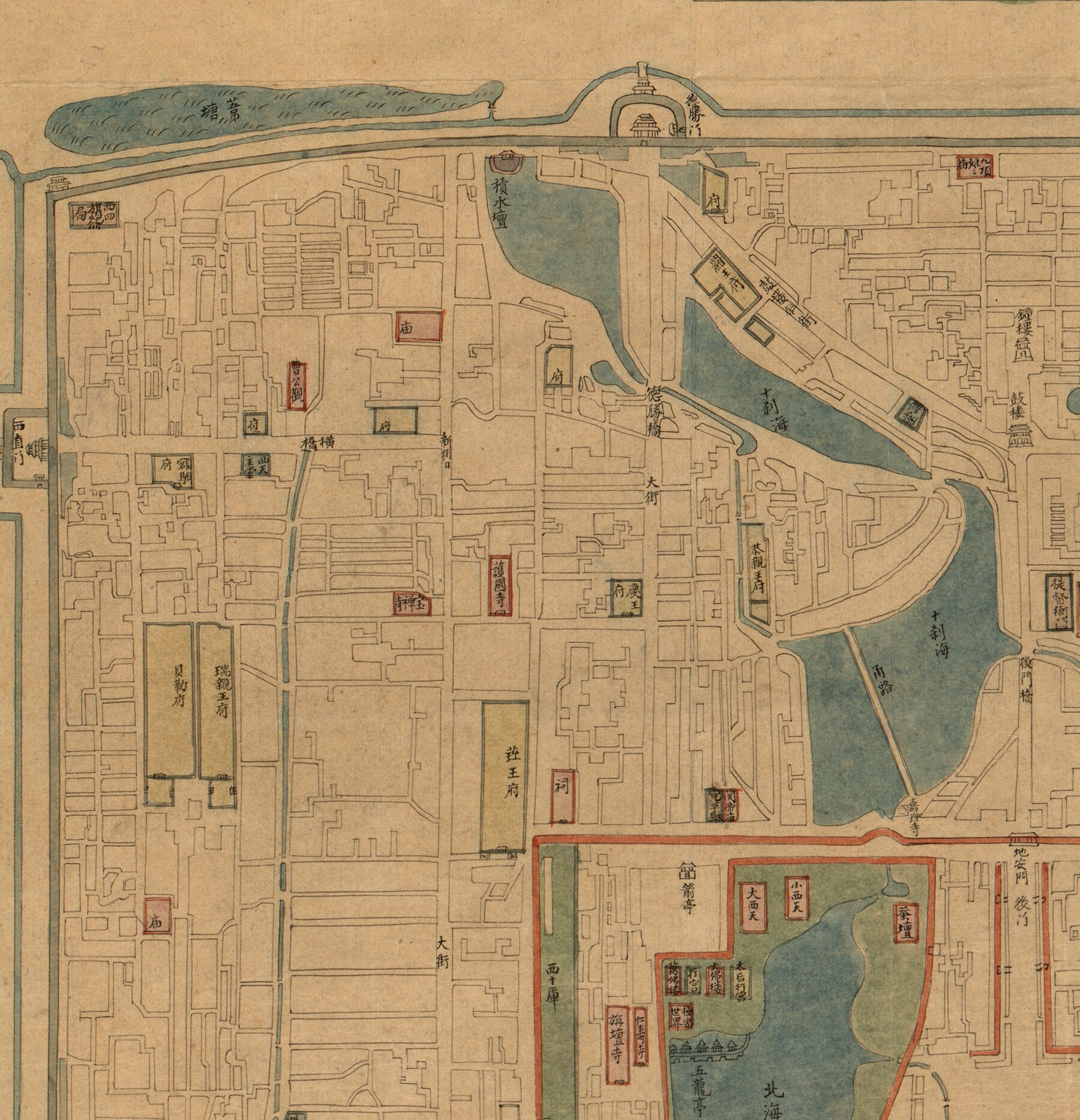 北京全图 Map of Beijing (peking), China 1861. Vintage Wall Art Decor ...