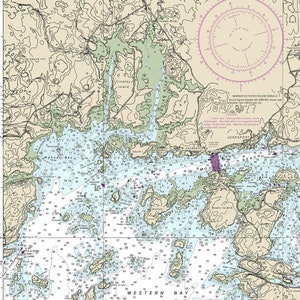 Nautical Charts of Machias Bay to Tibbett Narrows. Maine 13326 Vintage ...