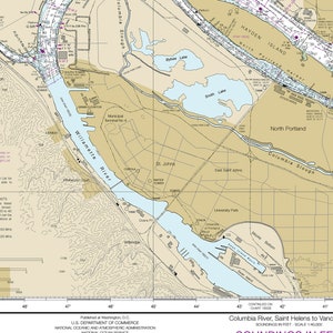 Nautical Chart of Columbia River, Saint Helens to Vancouver. Oregon ...